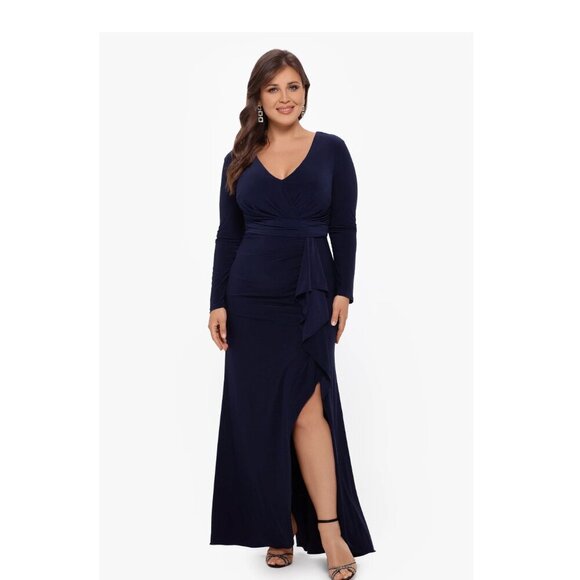 Betsy & Adam | Dresses | New Betsy Adamelle Long Sleeve Side Ruffled ...